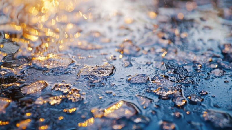 Water Puddle Glistening Under Light Stock Photo - Image of aquatic ...