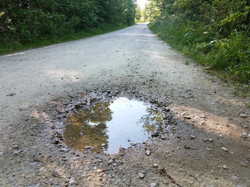 Water Puddle on Flooded Gravel Path or Trail Stock Image - Image of ...