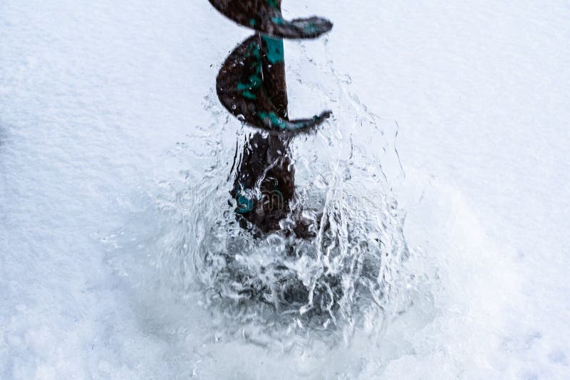 Water when Pulling the Drill Out of the Hole Stock Image - Image of ...