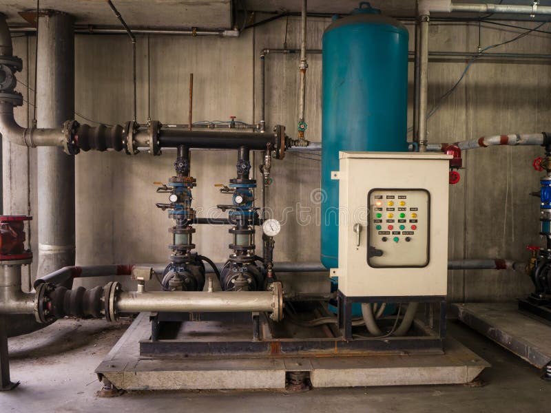 Water Pump Booster System Panel for Piping Stock Image - Image of pump ...