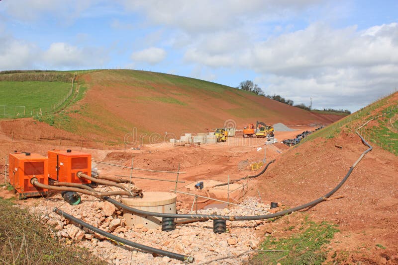 Water Pump on a Construction Site Stock Photo - Image of earth, road ...