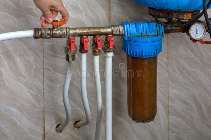 Water Pump for Home, Hand Turn Off Shut-off the Valve Stock Photo ...