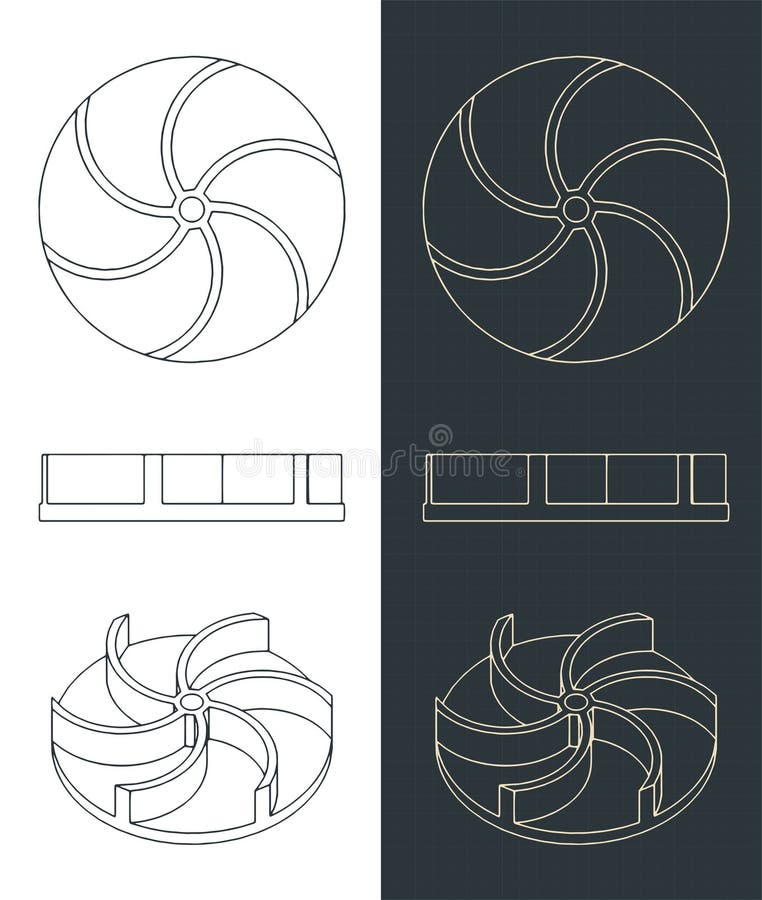Water Pump Impeller Blueprints Stock Vector - Illustration of ...