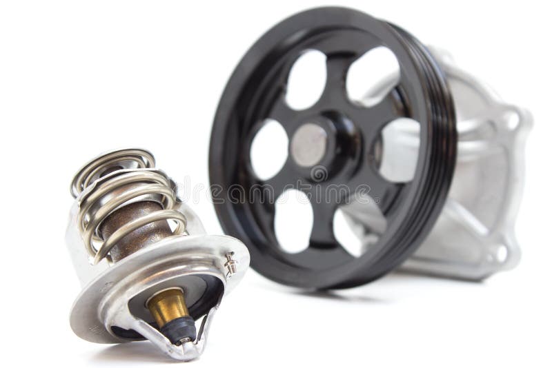 Water pump and thermostat stock photo. Image of automobile - 92802078