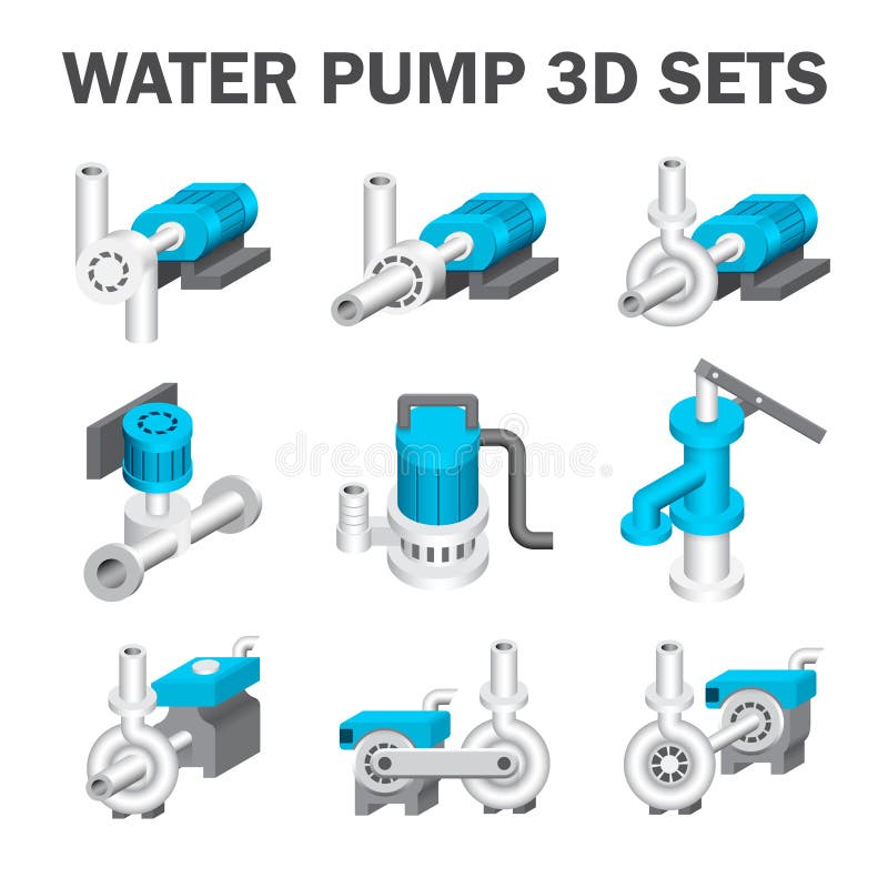 Water Pump Vector Black Icons Sets Stock Vector - Illustration of metal ...