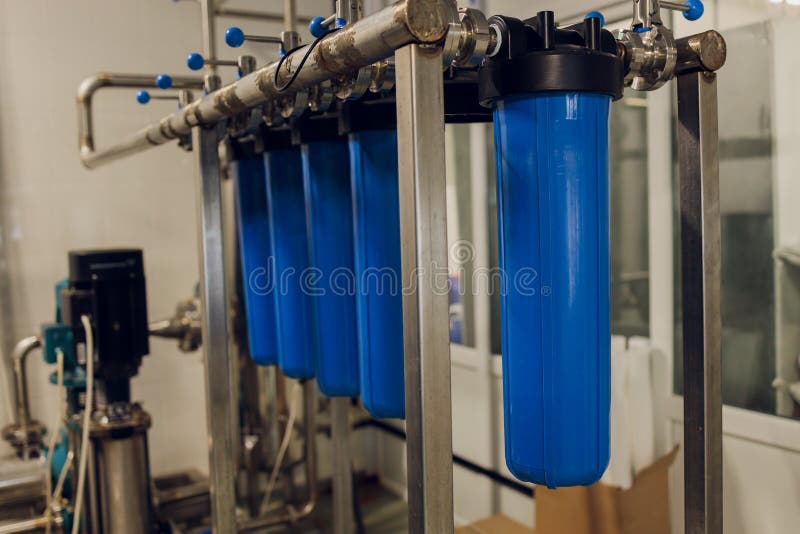 Water Purification Filter Equipment in Plant Workshop. Stock Image ...