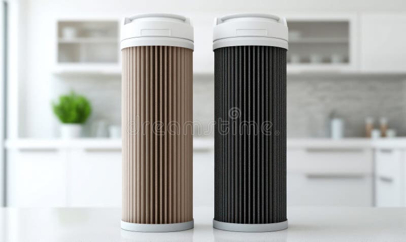 Water Purification Filters in Modern Kitchen Stock Illustration ...