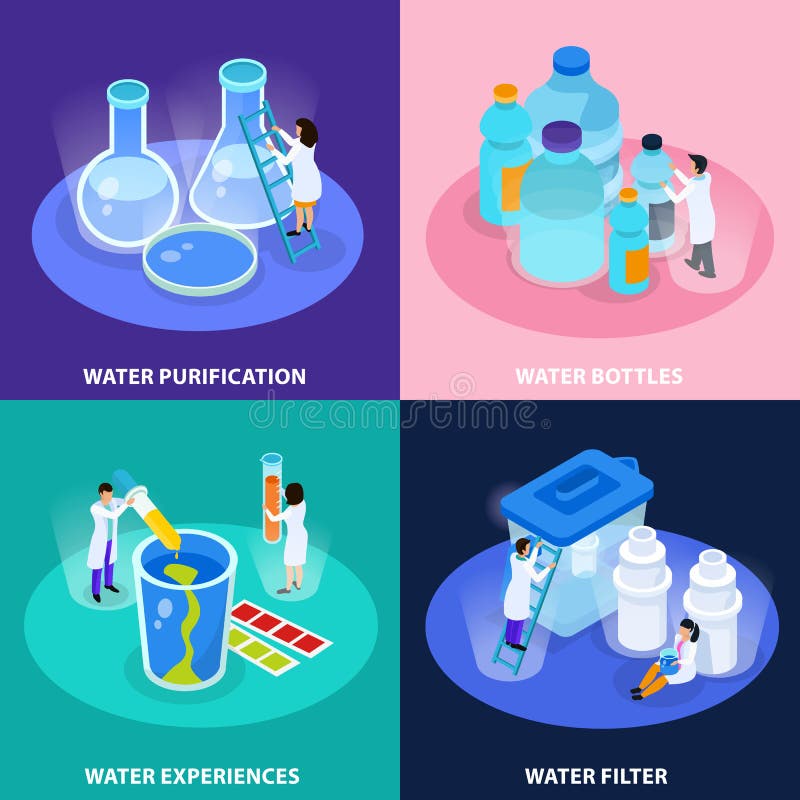 Water Purification Isometric Icons Set Stock Vector - Illustration of ...