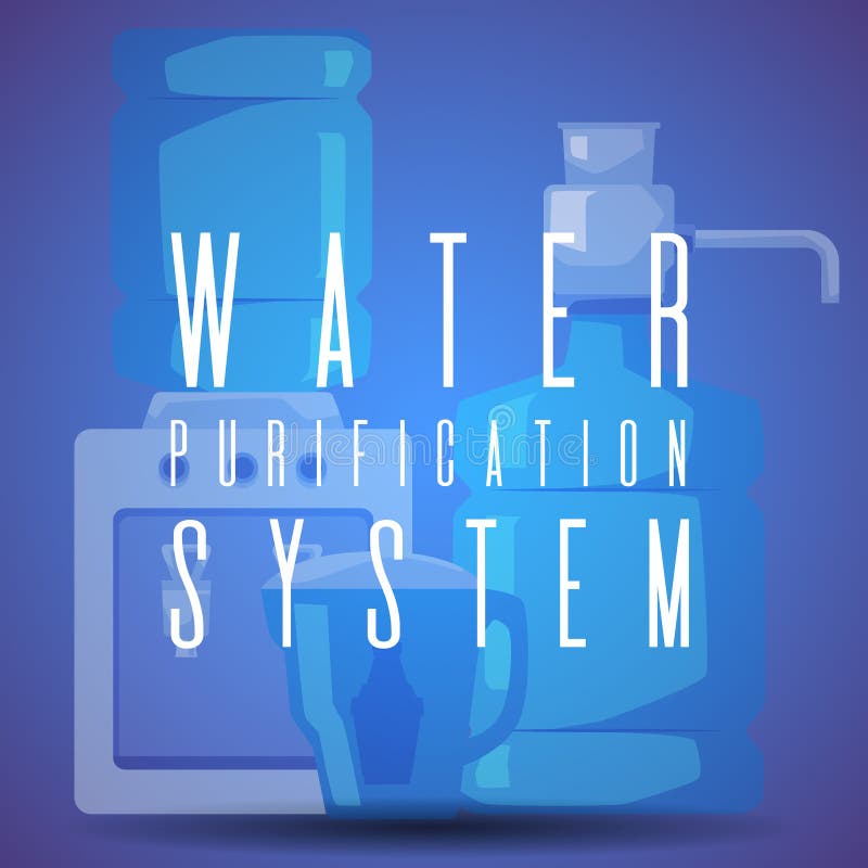 Water Purification System, Banner or Poster with Vector Illustration ...