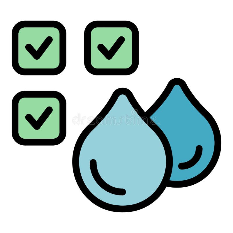 Water Purity Test Checking Cleanliness with Checkmarks Icon Stock ...