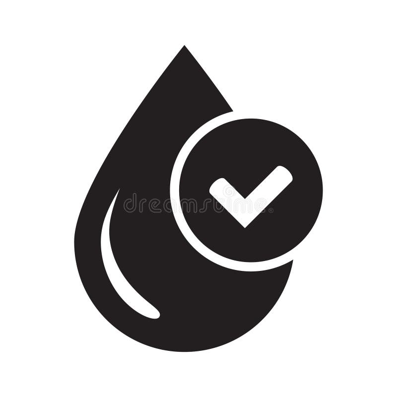 Water Quality Approved Icon. Liquid Drop and a Check Mark Symbolizing ...