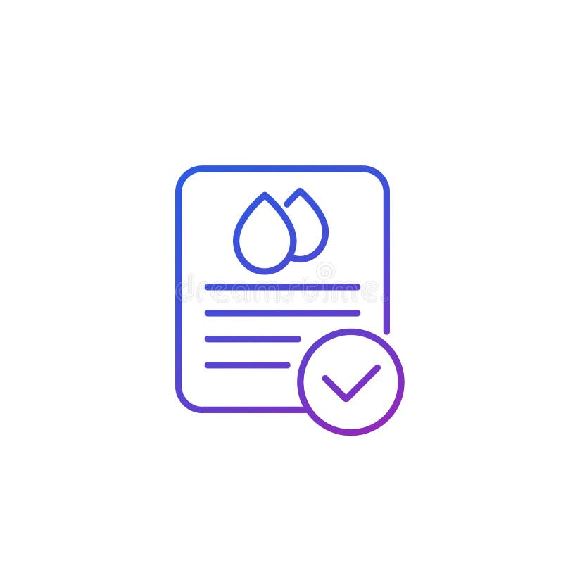 Water Quality Check Line Icon on White Stock Vector - Illustration of ...