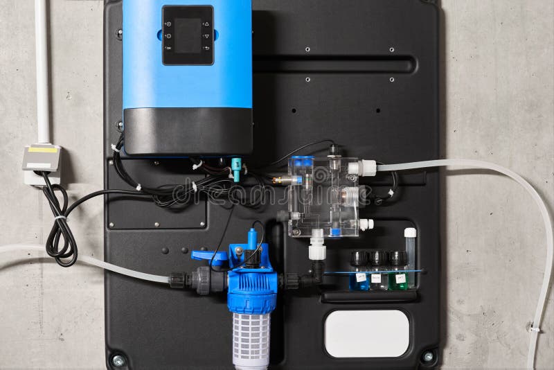 Water Quality Control Station Solution for Swimming Pools Stock Photo ...
