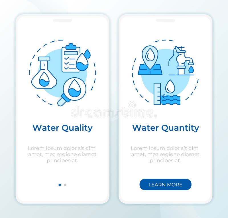 Water Quantity and Quality Nexus Blue Onboarding Mobile App Screen Stock Vector - Illustration ...