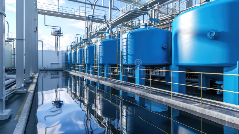 Water Recycling System in an Industrial Stock Illustration ...
