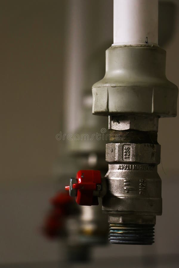 Water red pipe valve stock image. Image of equipment - 108986331