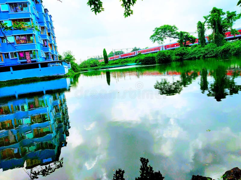 Total blue stock image. Image of reflect, total, train - 192679137