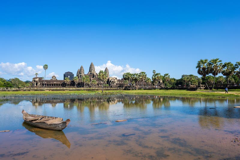 Water Reflection of Angkor Wat in Cambodia Stock Photo - Image of ...