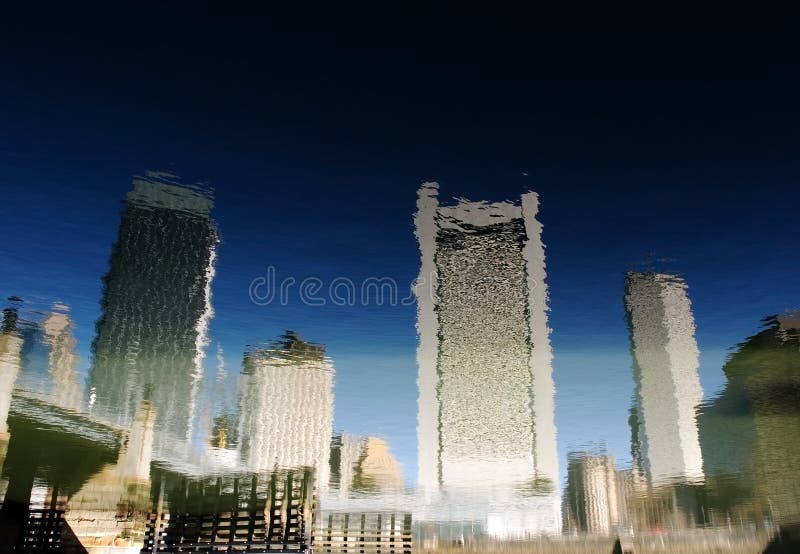 Water Reflection of Boston Skyline Stock Photo - Image of harbour ...