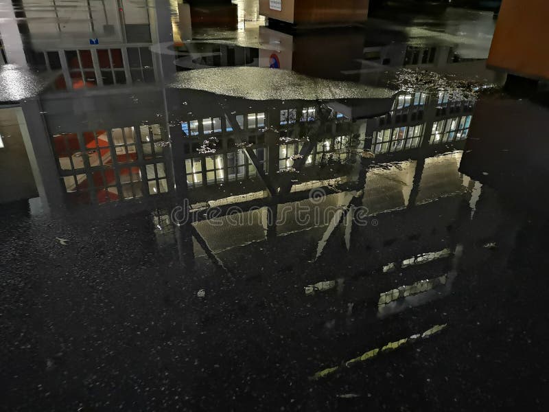 Water Reflection of Building Stock Image - Image of night, reflection ...