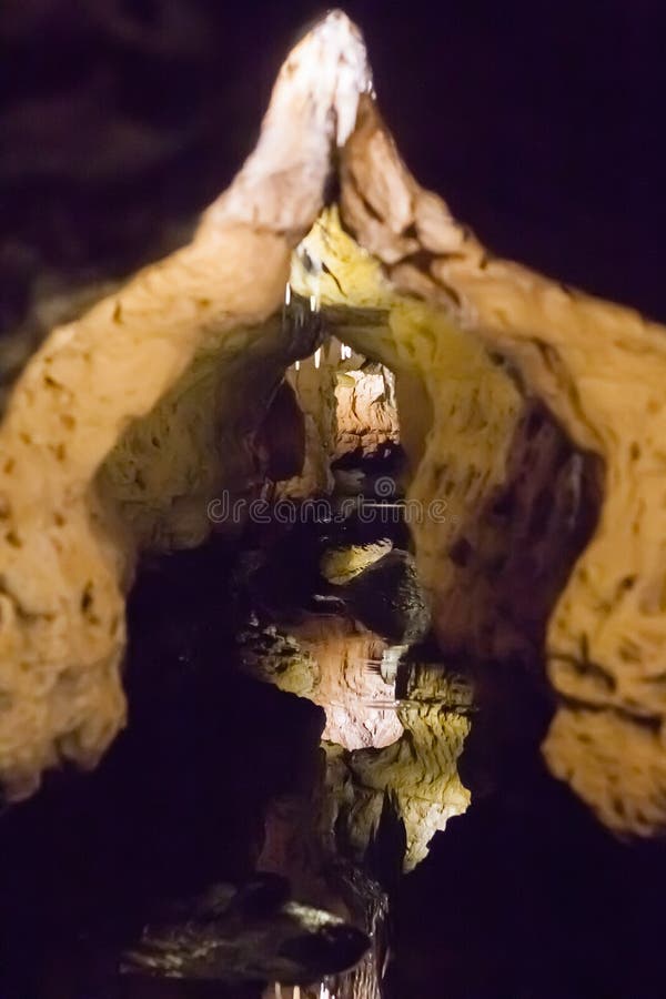 Water reflection in cave stock image. Image of dark, limestone - 97204799