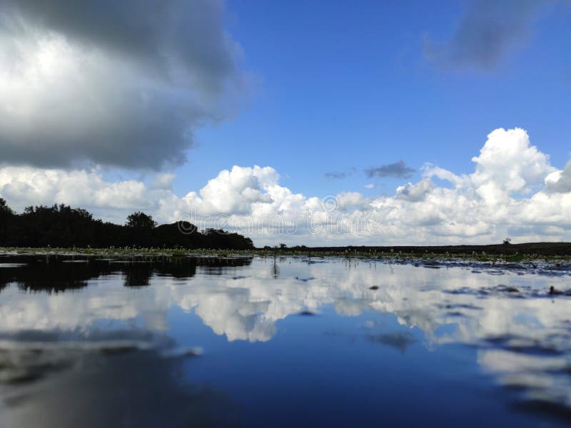 Water and Reflection with Clear Blue Sky Stock Image - Image of ...