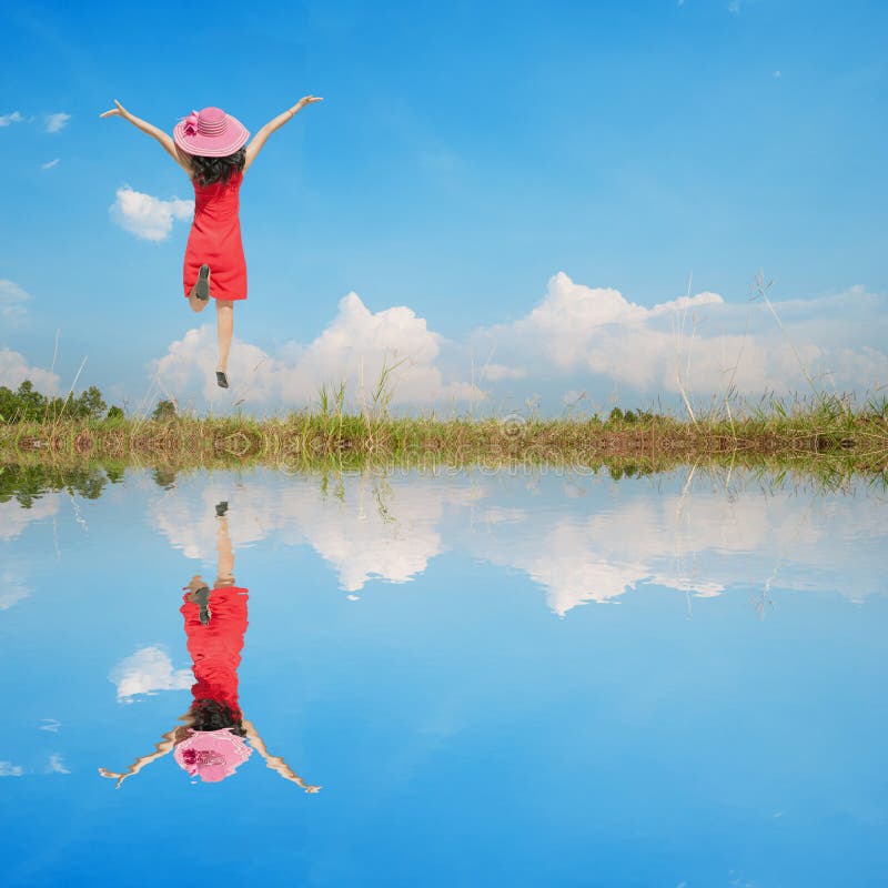 Reflection of Two Happy Girls Stock Photo - Image of relationship ...