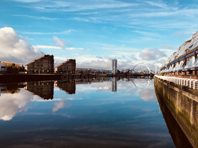 River Clyde in Glasgow Water Reflection Stock Image - Image of glasgow ...