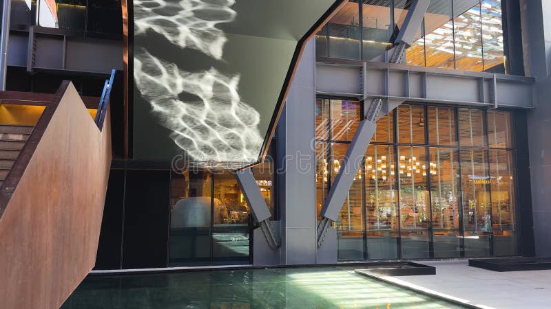 Water Reflections on a Wall Projected Inside a Shopping Mall, Stock ...
