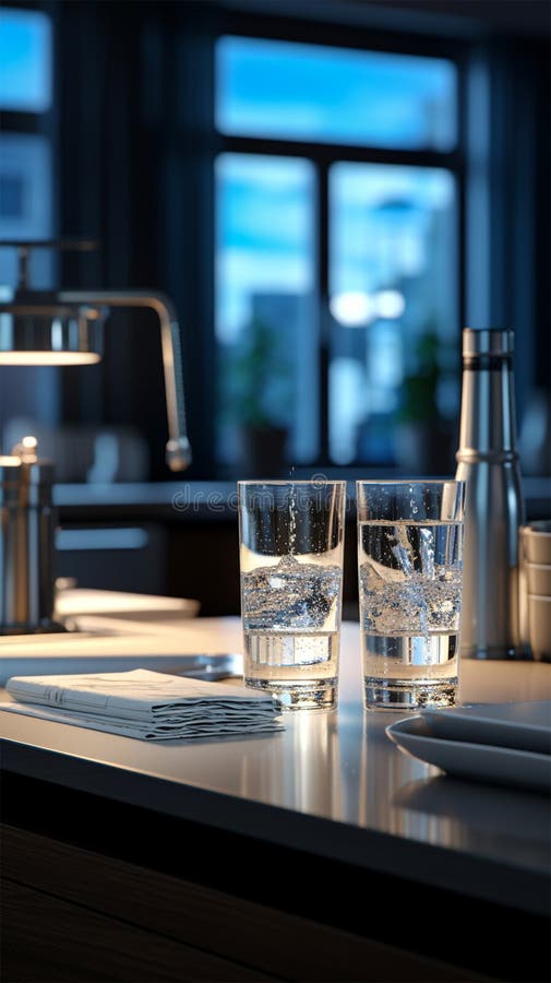 Water Refraction on Shine Dark 3d Rendering Stock Illustration ...