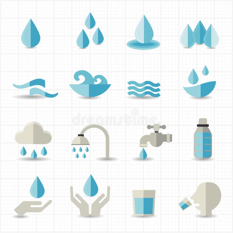 Water Drop Icons and Design Elements Stock Vector - Illustration of ...