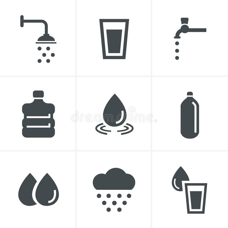 Water related Icons Set stock illustration. Illustration of plastic ...