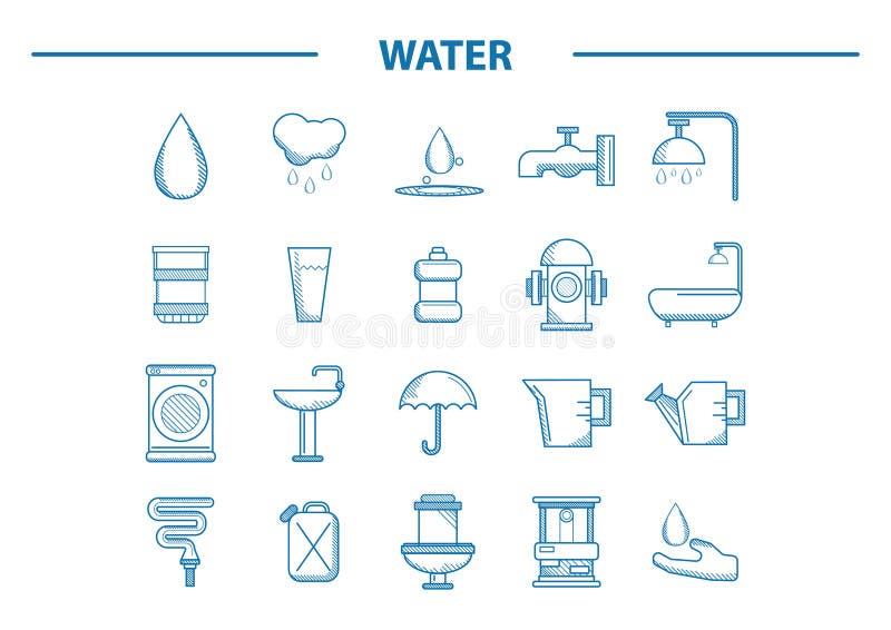 Water Related Icons Set. Vector Illustration Decorative Design Stock ...