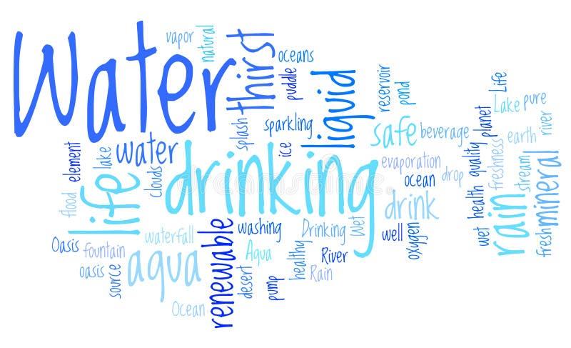 Water Related Words Word Cloud Stock Illustration - Illustration of ...