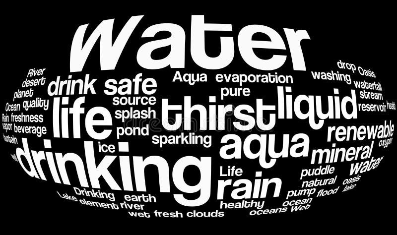 Water Related Words Word Cloud Stock Illustration - Illustration of ...