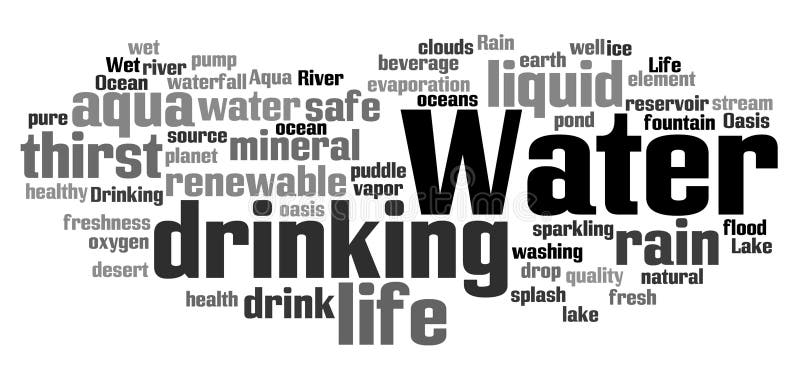 Water Related Words Word Cloud Stock Illustration - Illustration of ...