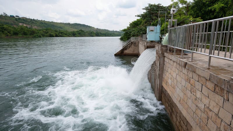 Water Release from a Dam: Powerful Flow of Water Featuring Minimal ...