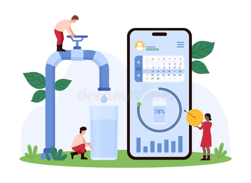 Water Reminder Mobile App with Smartphone Notification, Tiny People ...