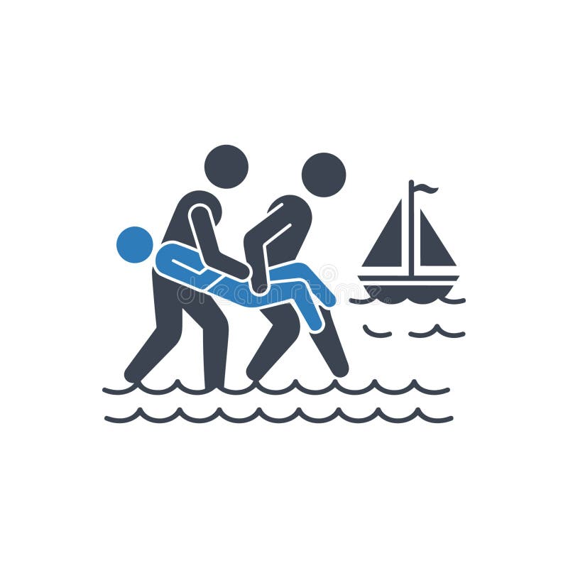 Water Rescue Scene Icon stock vector. Illustration of icon - 348612765