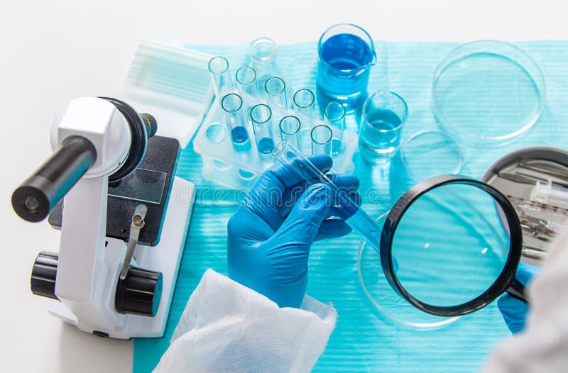 Water Research in the Laboratory. Selective Focus Stock Image - Image ...