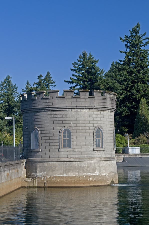 Water reservoir building stock image. Image of forest - 6395629