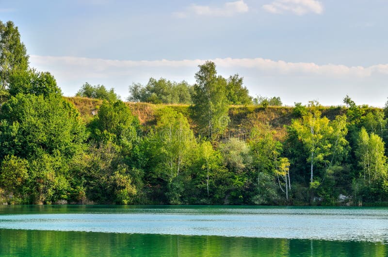 Beautiful Quarry with Water. Stock Image - Image of beauty, green ...
