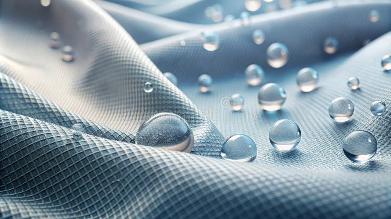 Water Resistant Fabric Texture Close-up of Water Droplets on a Textured ...
