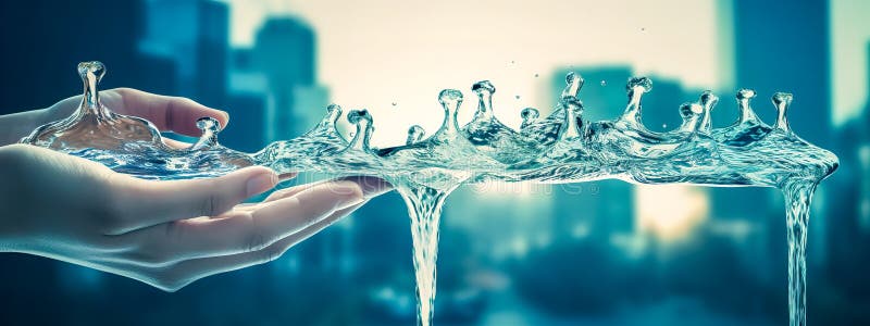 Blue Drink Water in Hands, Waste and Lack of Drinking Water, Ecological ...