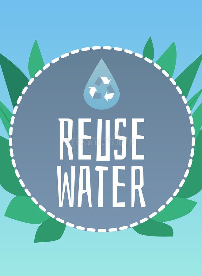 Water Reuse Emblem Element with Drop of Water, Vector Illustration ...