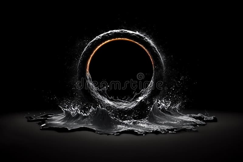 A Water Ring with a Splash on a Black Background. the Ring is Formed by ...