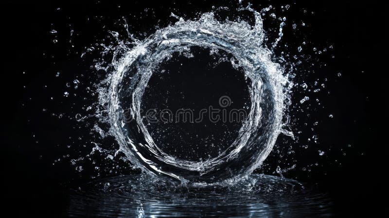 Water Ring Splash on Dark Background Stock Illustration - Illustration ...