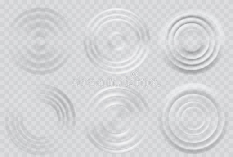 Water Ripple Effect Top View Set. Realistic Caustic Drop or Sound Wave ...
