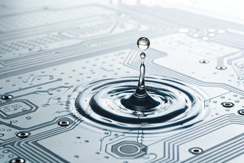 Water Ripple Technology Network with Circuit Board Background Stock ...