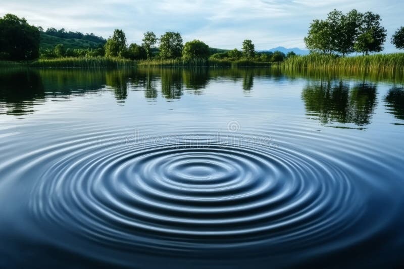 Water Ripple Texture in a Calm Lake, Detailed Concentric Waves with ...